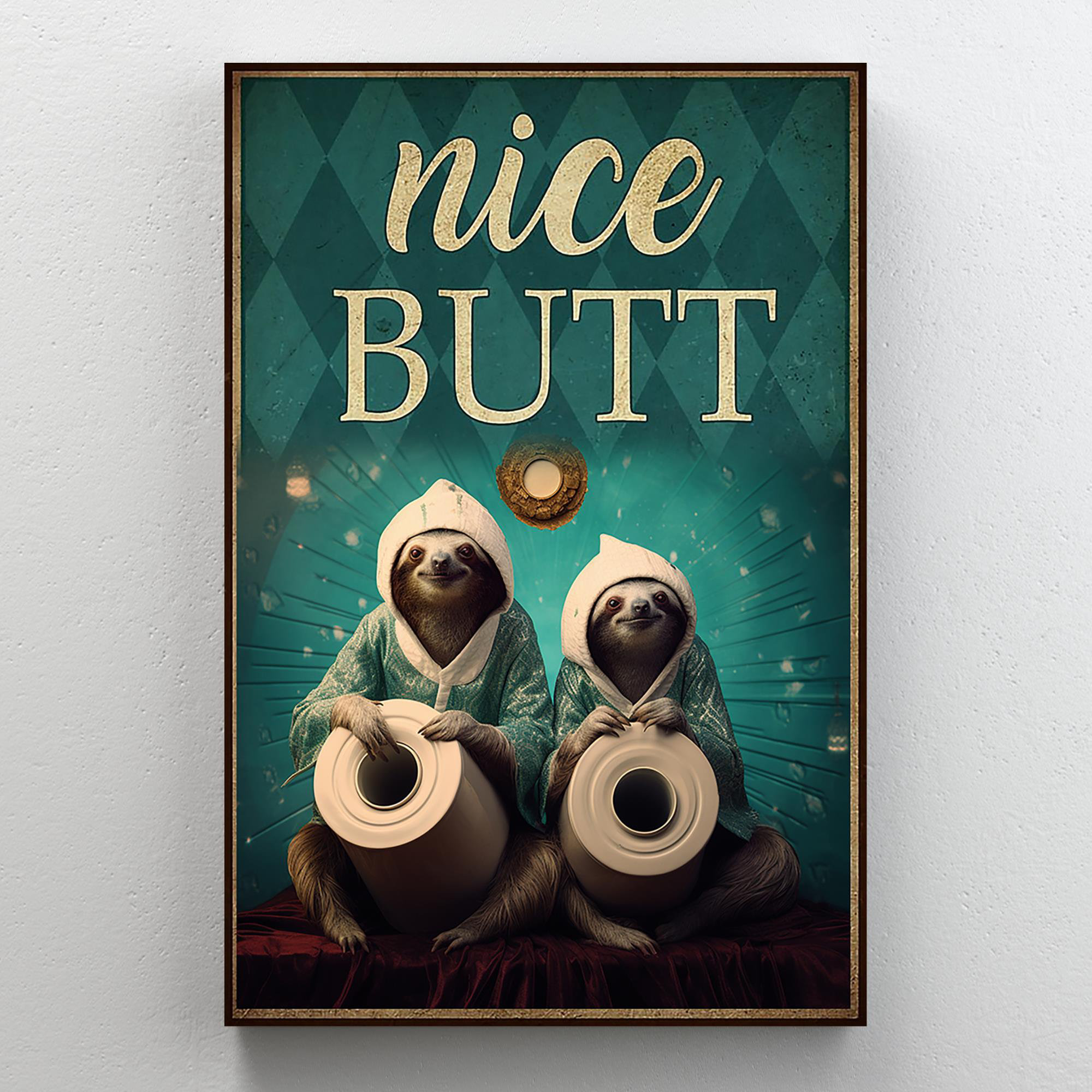 Trinx Sloths Toilet Paper Nice Butt - 1 Piece Rectangle Sloths Toilet Paper Nice Butt On Canvas ...